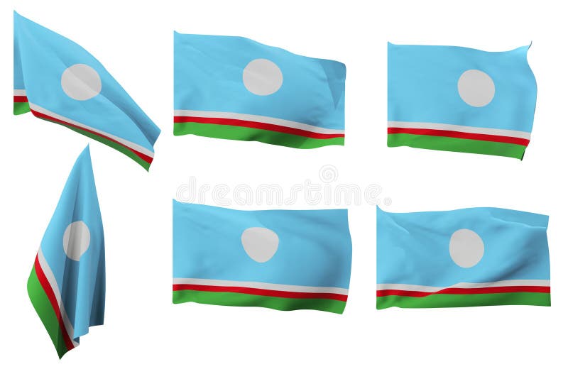 Six Different Positions of the Flag of Sakha Republic Stock ...