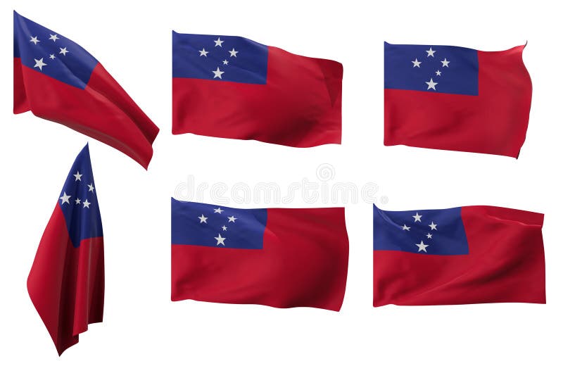 Six Different Positions of the Flag of Samoa Stock Illustration ...