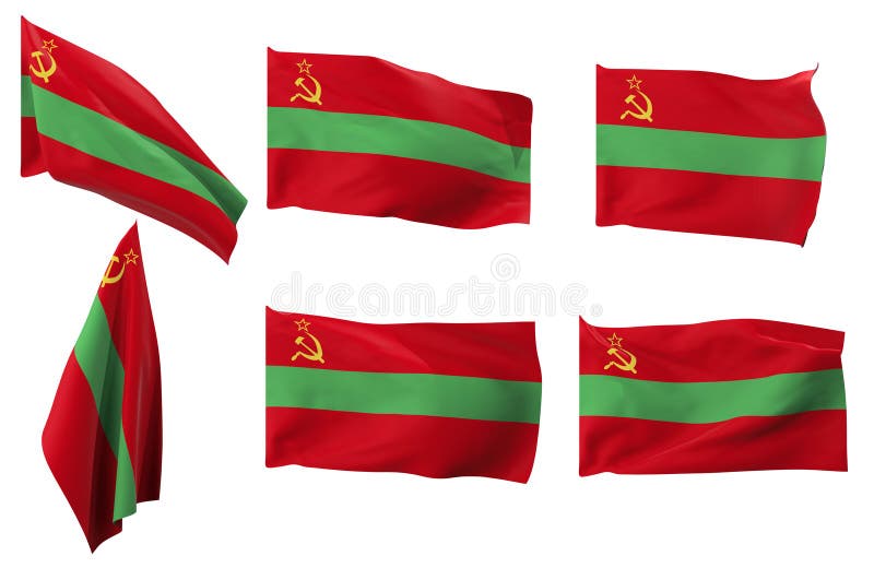 Six Different Positions of the Flag of Transnistria Stock Illustration ...