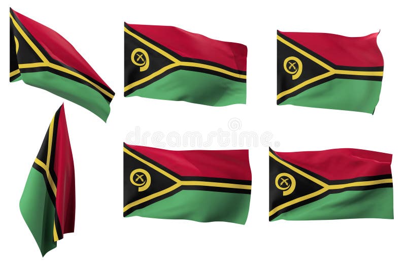 Six Different Positions of the Flag of Vanuatu Stock Illustration ...