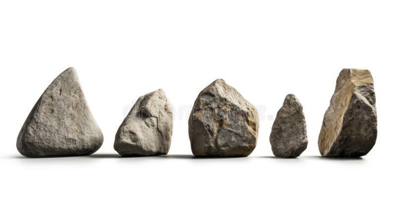 Six Different Sizes of Rocks on White Background in Eastern Zhou ...