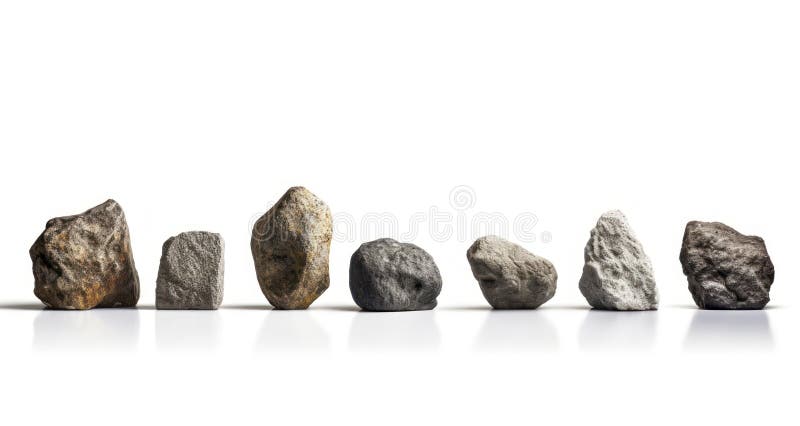 Six Different Sizes of Rocks on White Background in Eastern Zhou ...