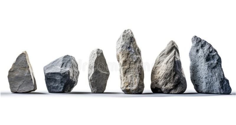 Six Different Sizes of Rocks on White Background in RTX Style of ...