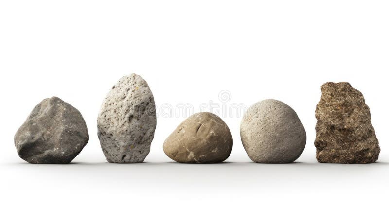 Six Different Sizes of Rocks on White Background in RTX Style of ...