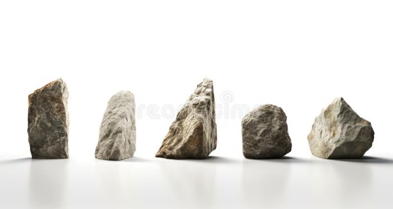 Six Different Sizes of Rocks on White Background in RTX Style of ...