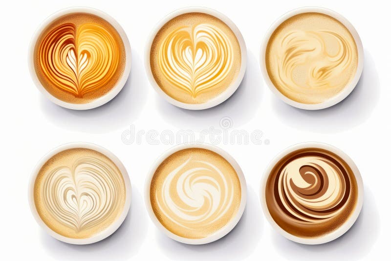Six Different Types of Coffee Cups with Swirl Designs on Them ...