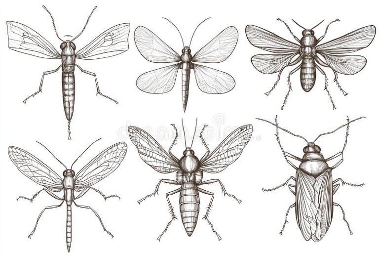 Six Different Types of Insects Shown Together Stock Image - Image of ...