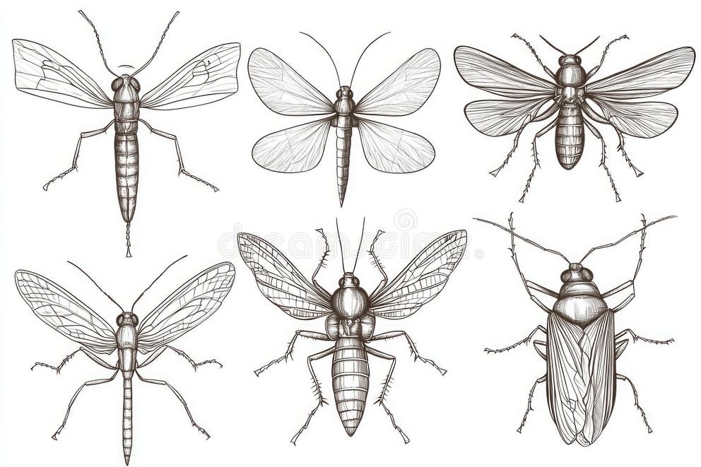 Six Different Types of Insects Shown Together Stock Image - Image of ...