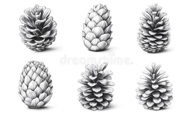 Six Different Types of Pine Cones, Each with a Unique Shape and Size ...