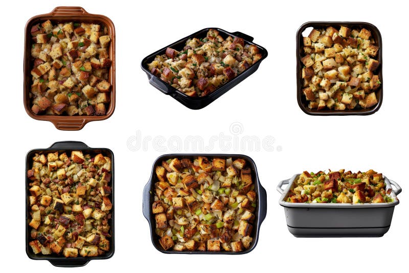 Six Different Types of Thanksgiving Stuffing Dishes Stock Image ...