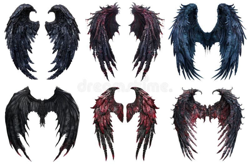 Six Different Variations of Dark and Bloody Wings Stock Image ...
