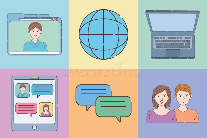 Six digital work icons stock vector. Illustration of webpage - 231225282