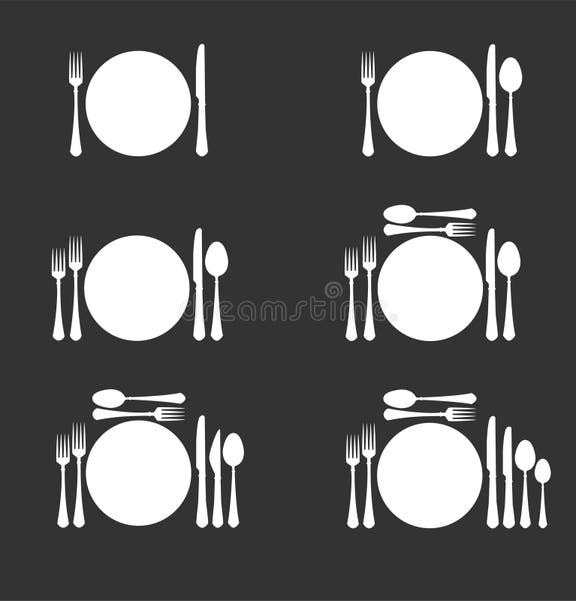 Six dinner sets stock vector. Illustration of fork, courses - 2960724