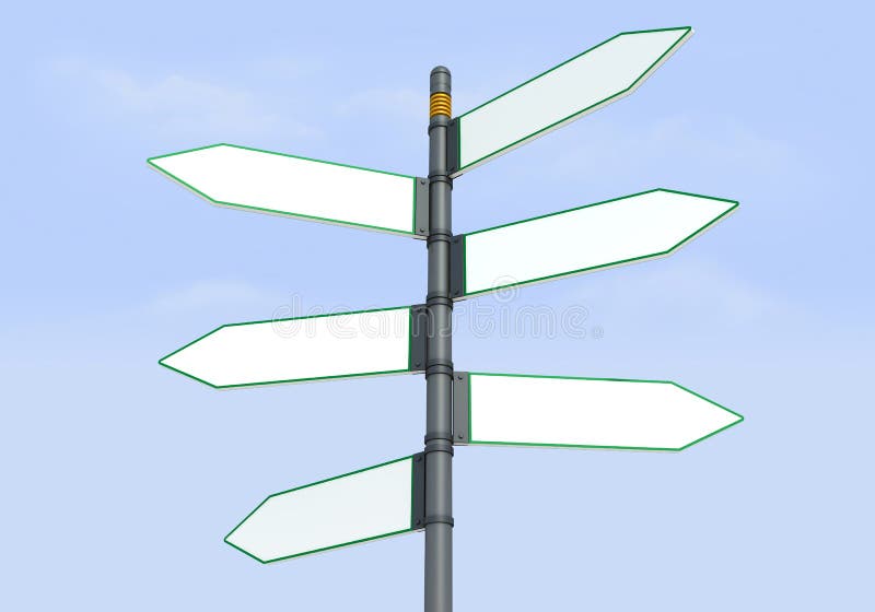 White Directional Sign Post Stock Illustration - Illustration of ...