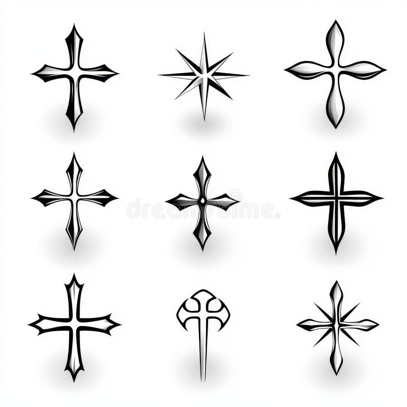 Six Distinctive Black and White Crosses, Arranged in Two Rows, are on ...