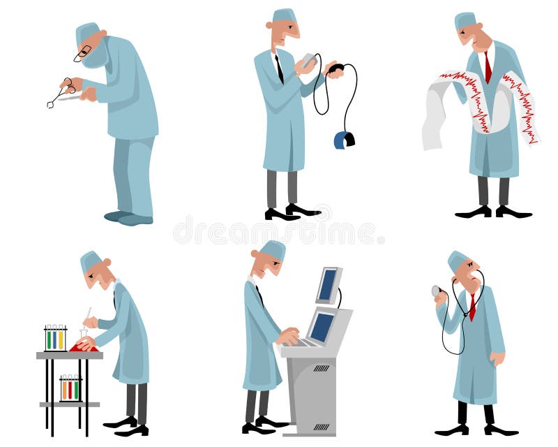 Six doctors set stock vector. Illustration of hospital - 83607003