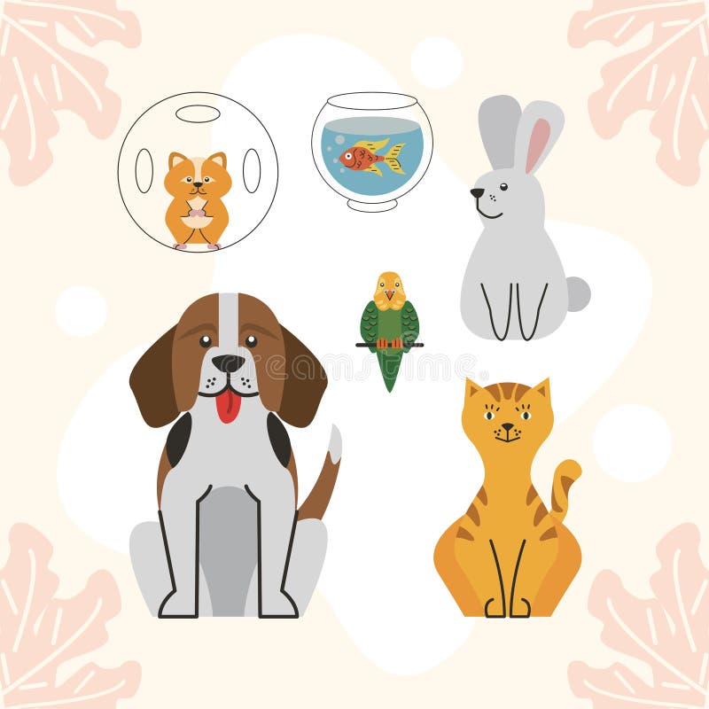 Six domestics pets stock vector. Illustration of cute - 226127694