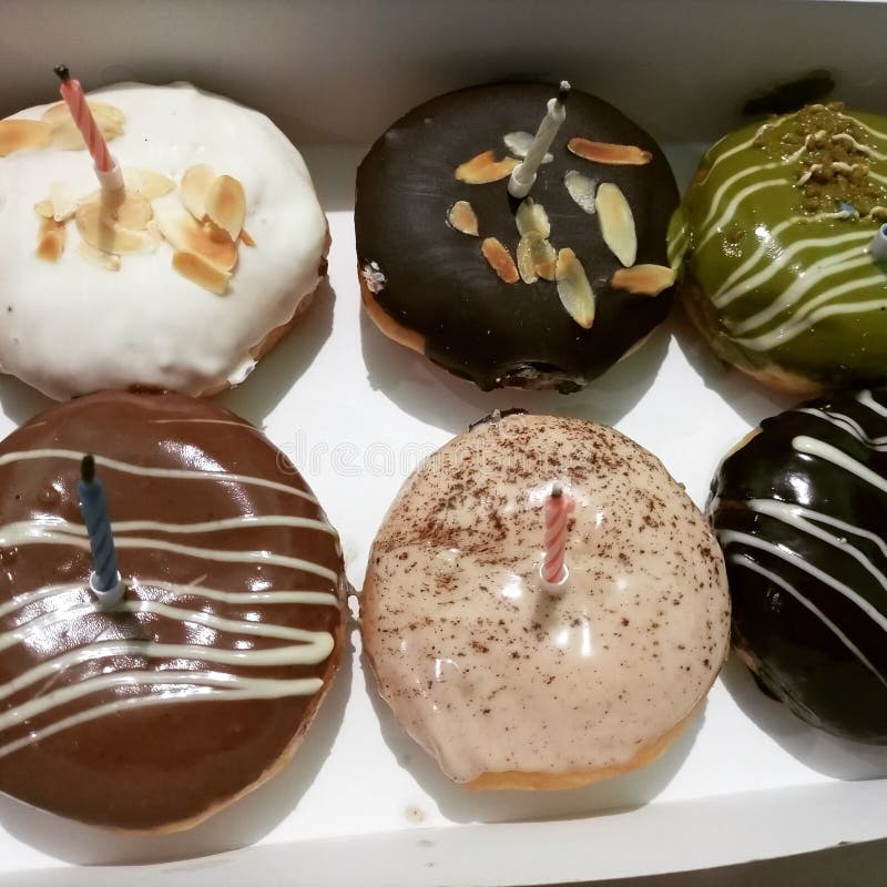 Six donut variations stock photo. Image of chocolate - 264362638