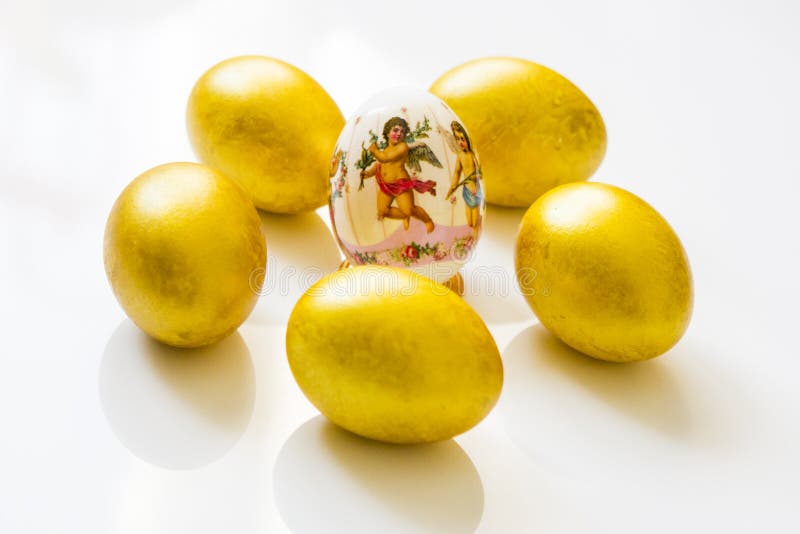 Six Easter Eggs on the Table Stock Photo - Image of celebration ...