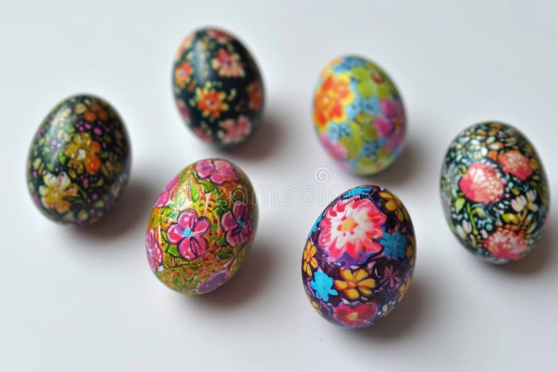 Six Easter Eggs on White stock photo. Image of spring - 374185546