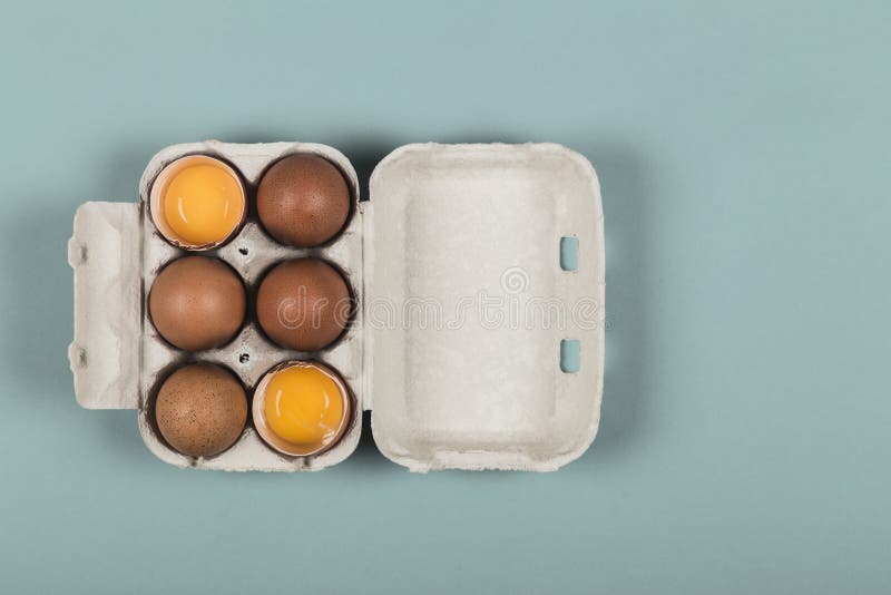 Six Eggs in an Open Egg Box Stock Image - Image of colorful, group ...