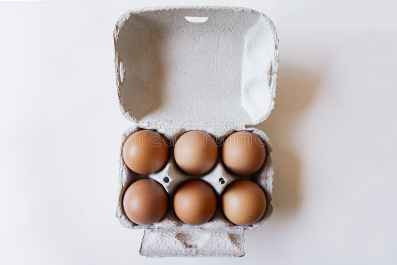 Six Eggs Pack on White Background Stock Image - Image of eating ...