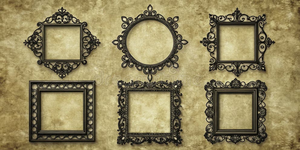 Six Elegant Black Outline Frames a Versatile Collection for Creative ...