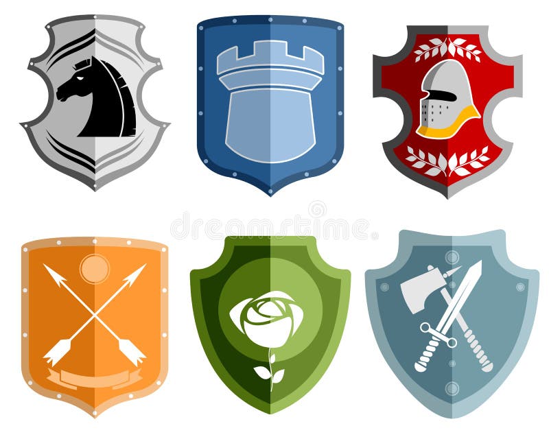 Six emblems set stock vector. Illustration of patch, heraldic - 65521305