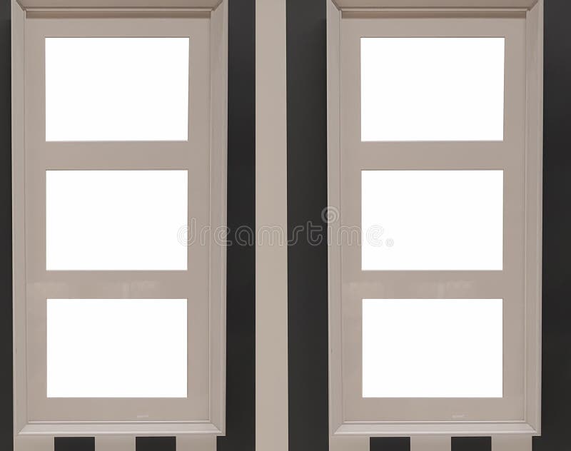 Six Empty Frame on the Shelf with Books.Blank Advertisement Banner ...