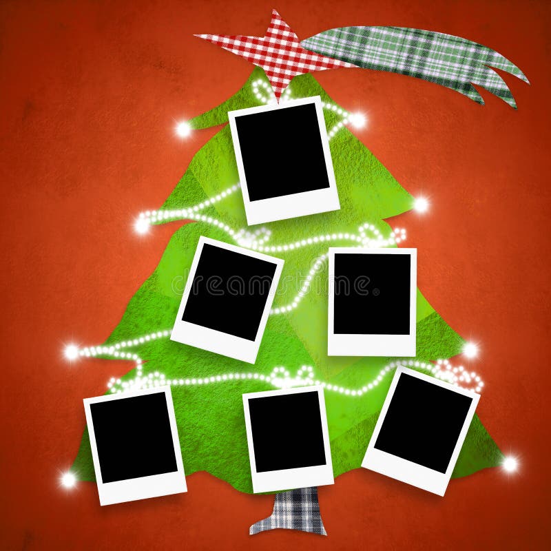 Six Empty Photo Frames Christmas Tree Card Stock Image - Image of santa ...