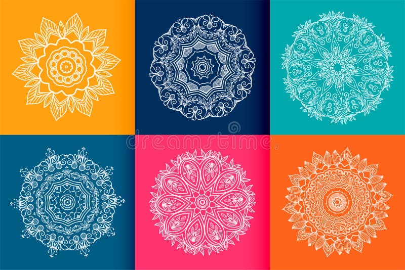 Six Ethnic Mandala Patterns Set Stock Vector - Illustration of ...