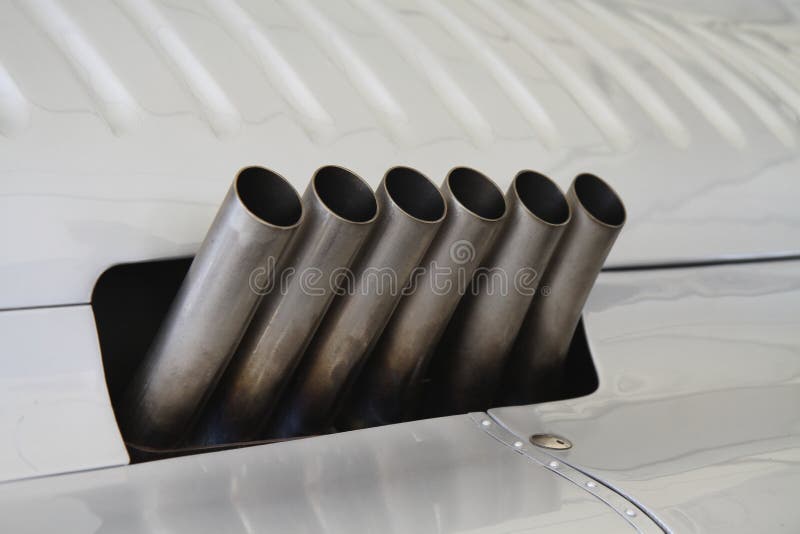 Muscle Car Exhaust Pipe Protection Grille on Side Stock Photo - Image ...
