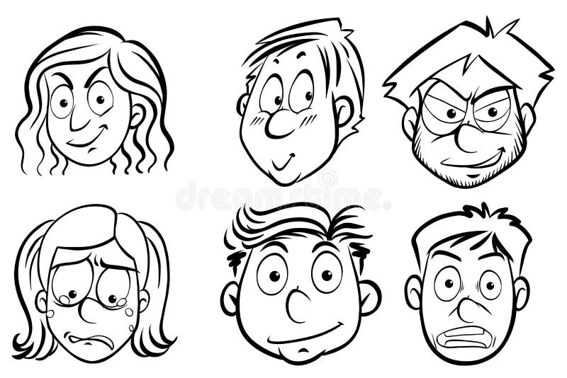 Six Faces of Human Emotions Stock Vector - Illustration of expressing ...