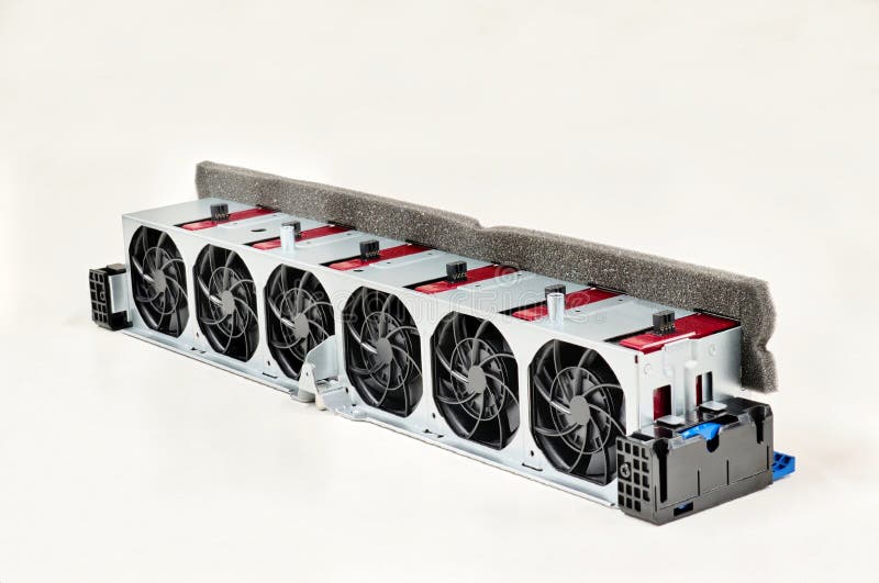 Six Fan Cage Assembly Backplane Board Computer Hard Drive. Stock Image ...