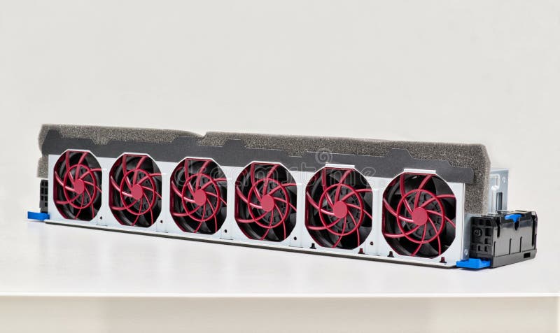 Six Fan Cage Assembly Backplane Board Computer Hard Drive. Stock Image ...
