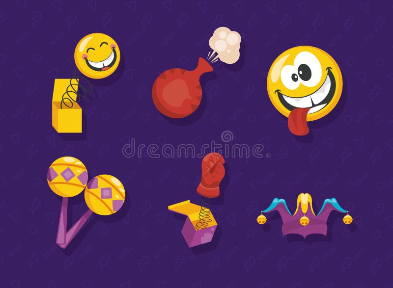 Six fools day icons stock vector. Illustration of fools - 268164544