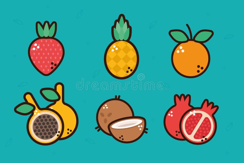 Six fresh fruits healthy stock vector. Illustration of fruits - 265524018
