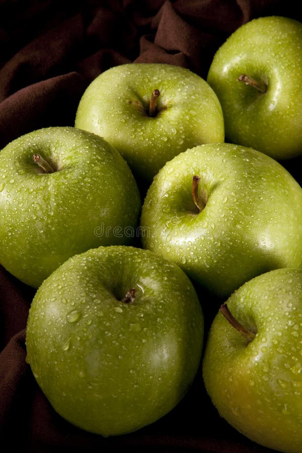 Six fresh green apples stock photo. Image of green, apples - 186216338