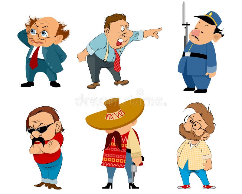 Six funny characters set stock vector. Illustration of person - 87259731