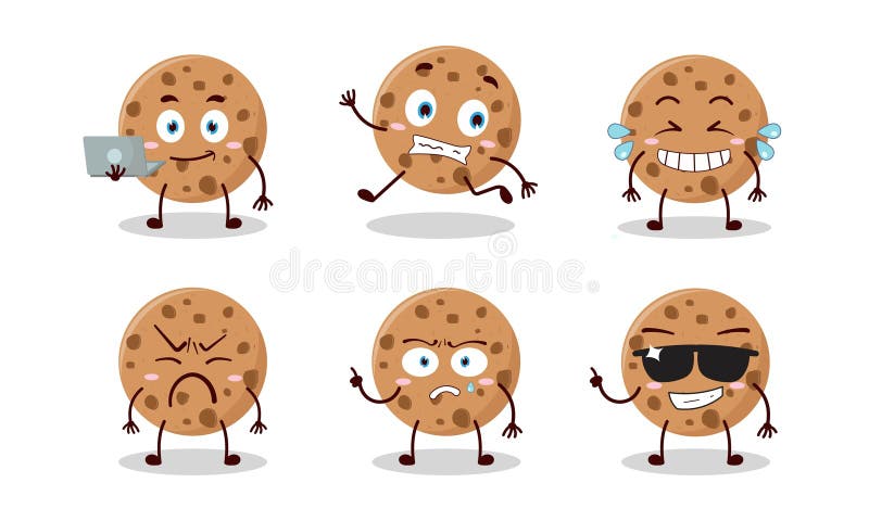 Funny Cookies Cartoon Character with Many Pose Activity Vector ...