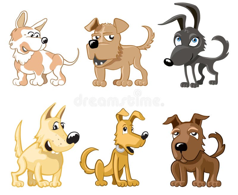 Six funny dogs stock vector. Illustration of brawn, tail - 17164028