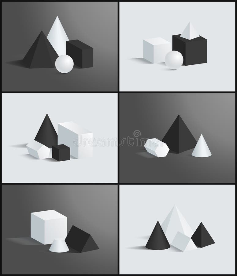 Six Geometric Banners, Different Vector Figures Stock Vector ...