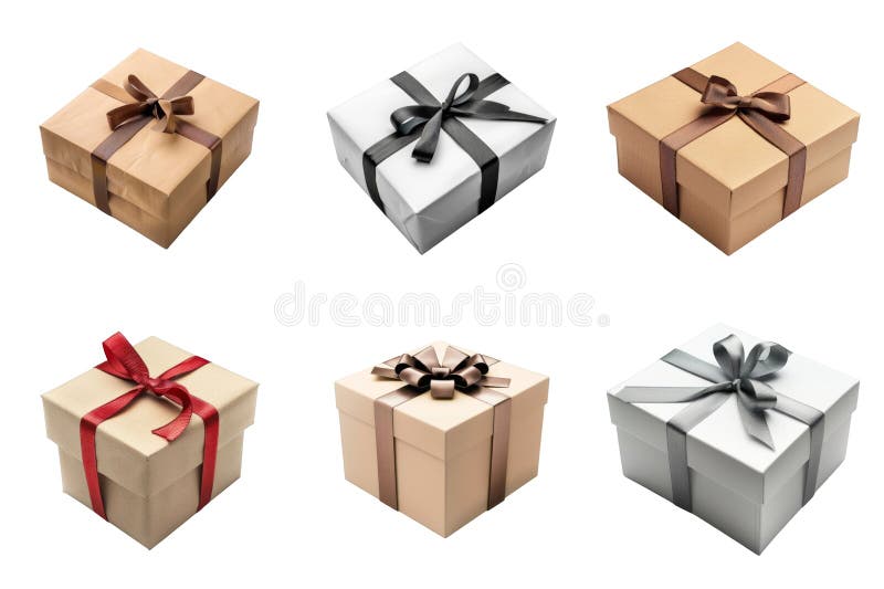Six Gift Boxes with Different Colored Ribbons Stock Illustration ...