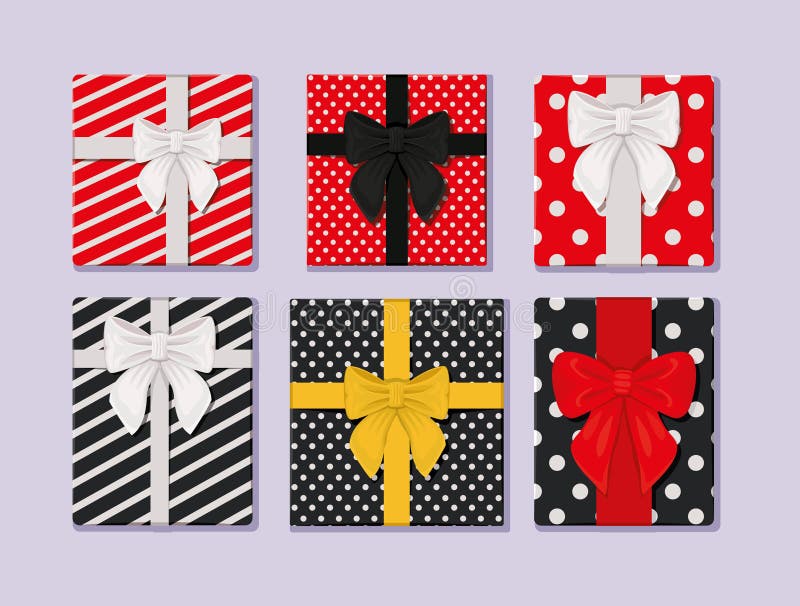 Six gift packs stock vector. Illustration of package - 229192998