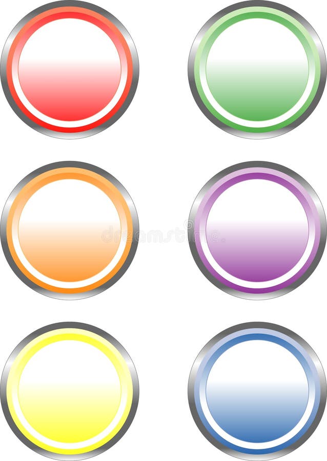 Six Glossy Circle-shaped Web Buttons Stock Vector - Illustration of ...