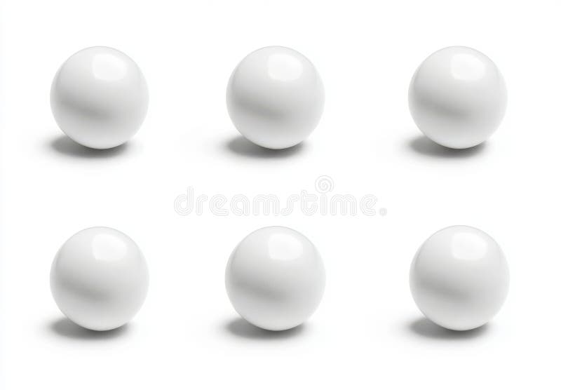 Six Glossy White Spheres on White Background Stock Illustration ...