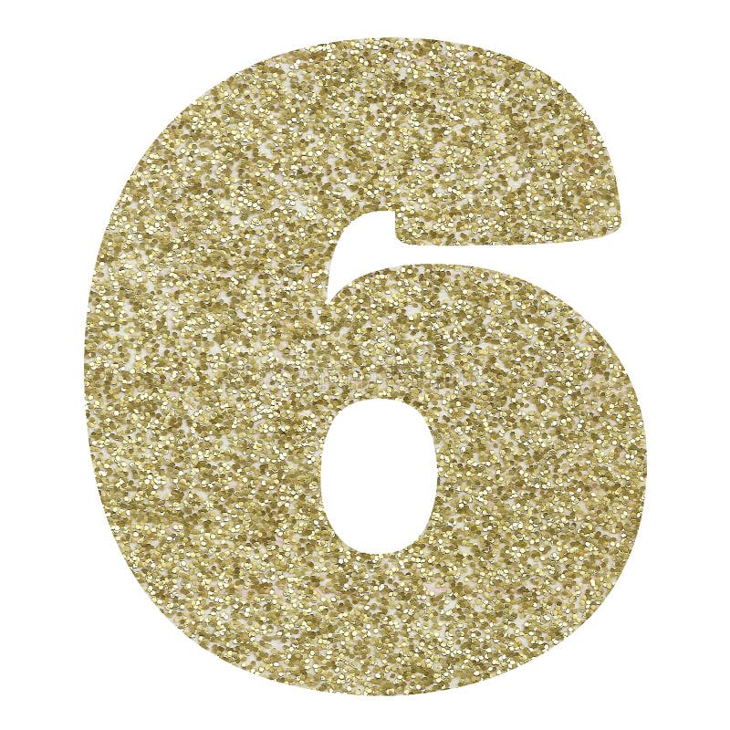 SIX - Gold Glitter Number on White Background Stock Photo - Image of ...