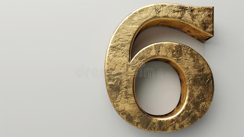 Six Gold Number on White Wall Background Stock Illustration ...