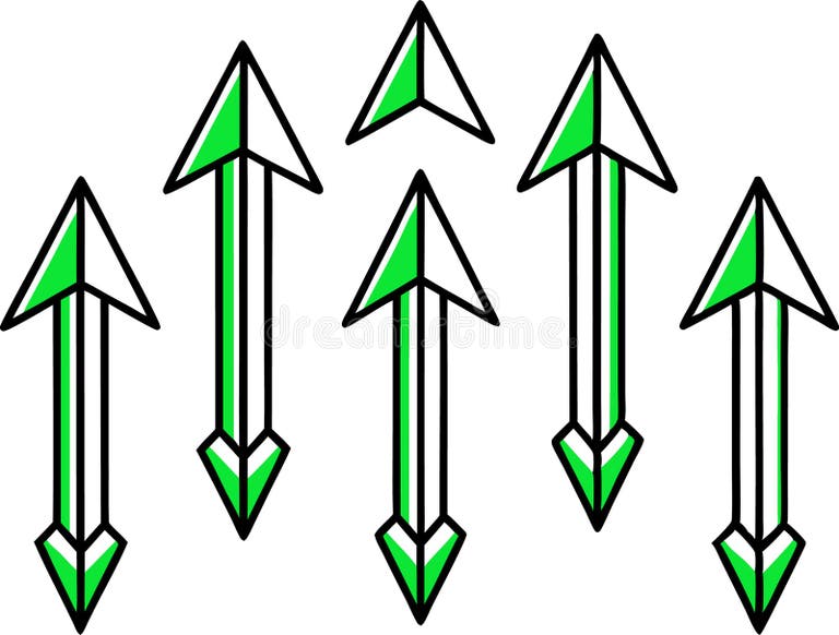 D Green Arrows Set Featuring Nine Different Designs with Curved ...