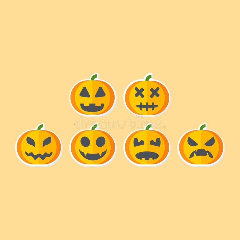The Six Halloween Pumpkins Set Stock Vector - Illustration of lantern ...